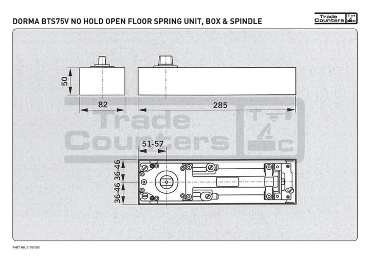 dormakaba BTS 75 V Variable Power Floor Spring | Quality Floor Springs ...